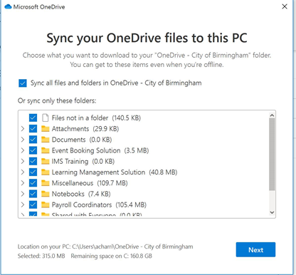 OneDrive Setup – City of Birmingham